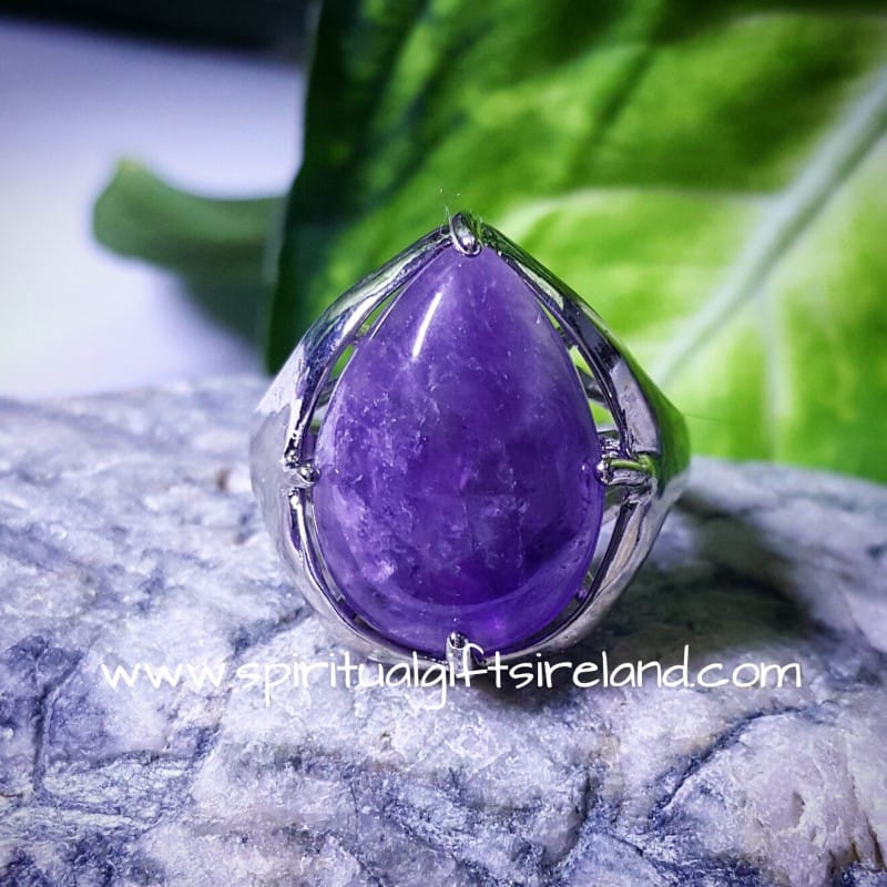 Amethyst Crystal Ring Adjustable - Spiritual Gifts Ireland