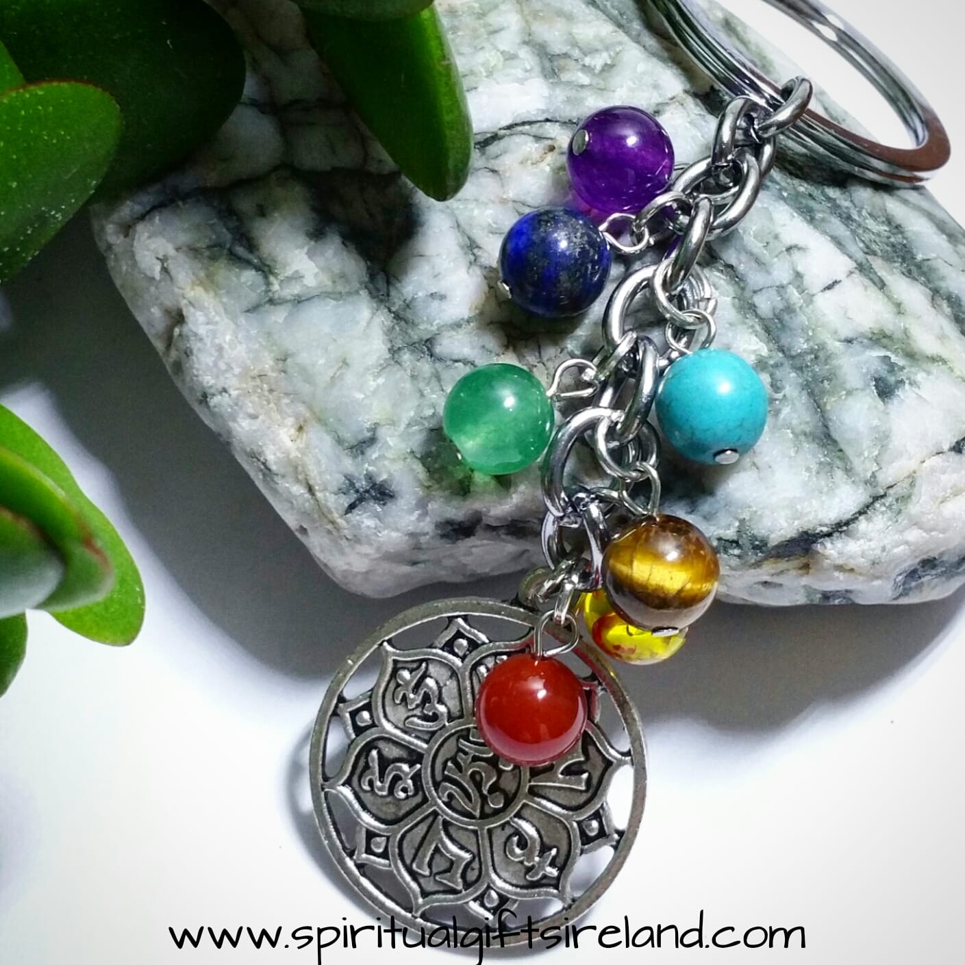 Lotus Medal Chakra Crystal Keyring - Spiritual Gifts Ireland